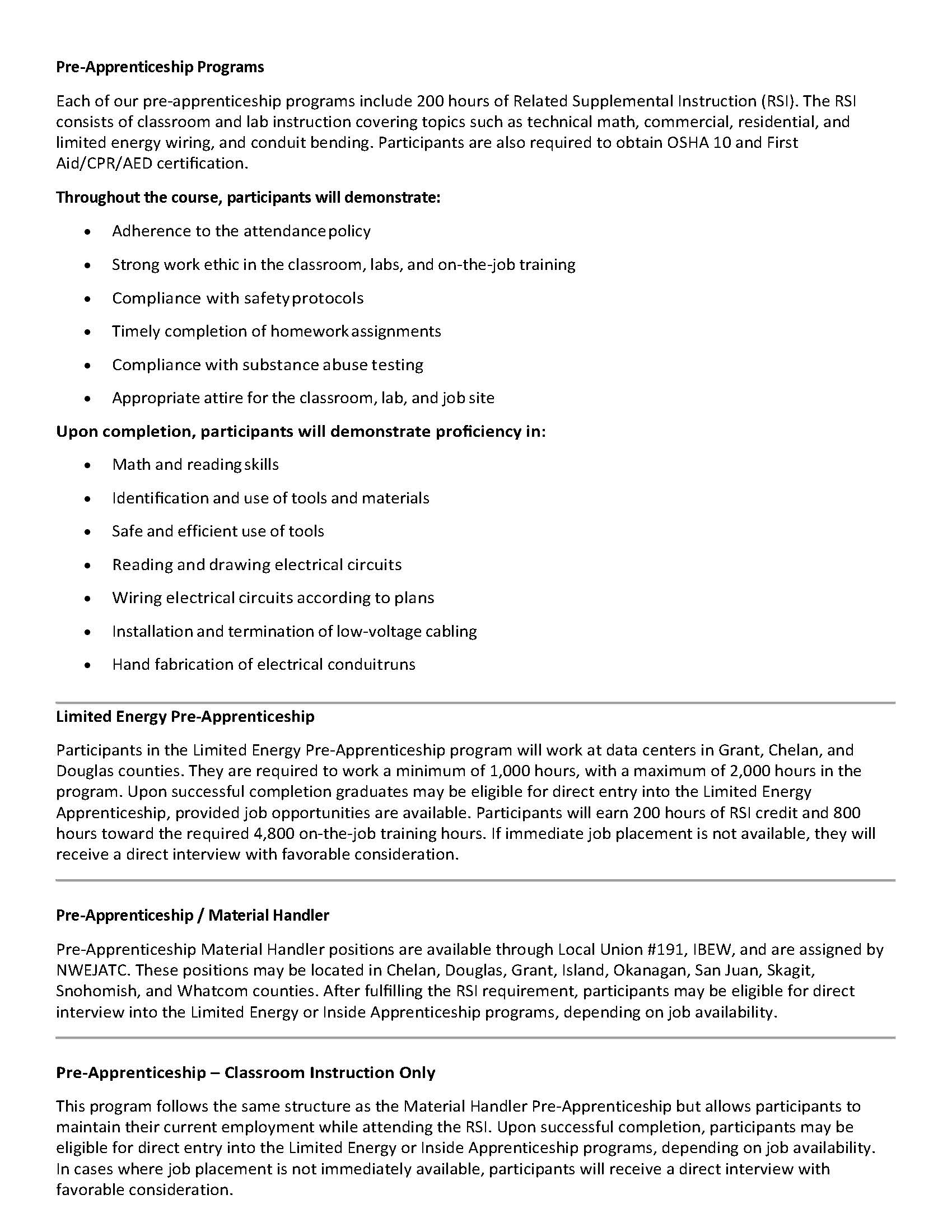 Northwest Electrical Industry JATC | Pre-Apprenticeship
